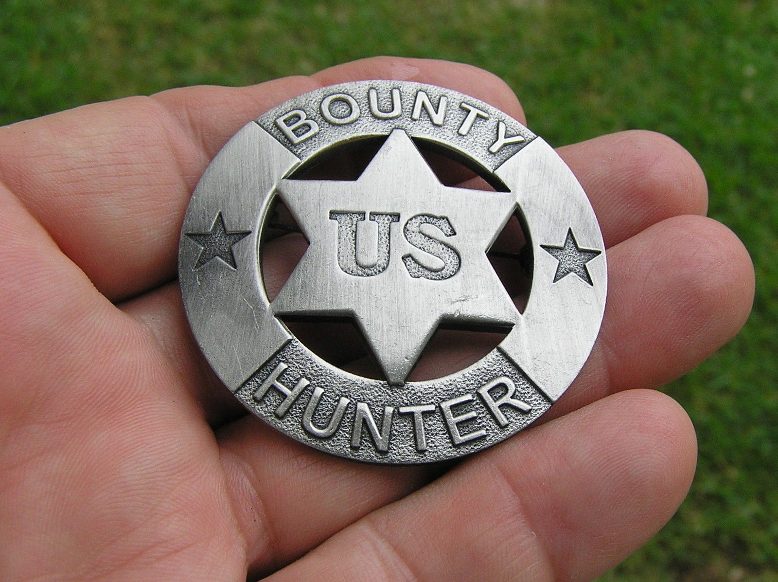 OLD WEST - BOUNTY HUNTER BADGE - HIGH QUALITY Antique Silver - Marshal ...