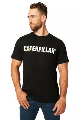 Original Black Caterpillar Mens Logo Trademark Tee T Shirt NWT 2510410 ...