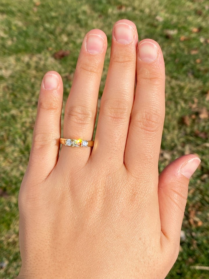 Vintage Past Present Future Diamond Ring in Yellow Gold | eBay
