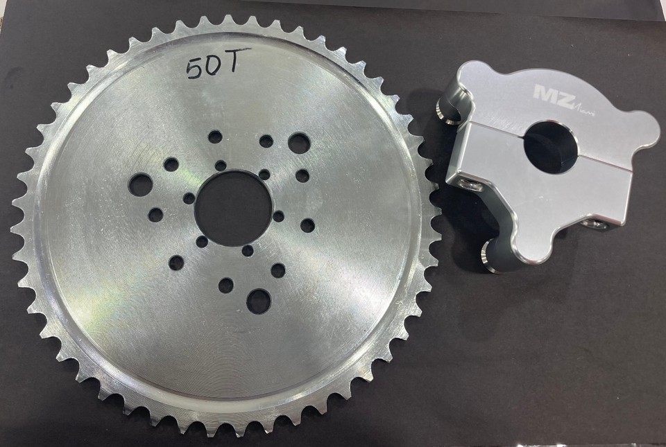 1" Hub 415 Chain CNC 50T Sprocket With Adapter 49cc-80cc Motorized ...