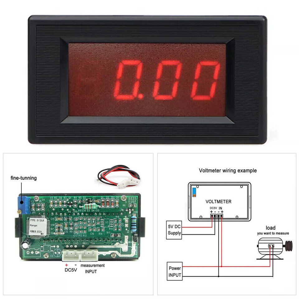 AC AMP Volt Meter Red LED Digit Voltage Voltmeter Current Ammeter Panel ...