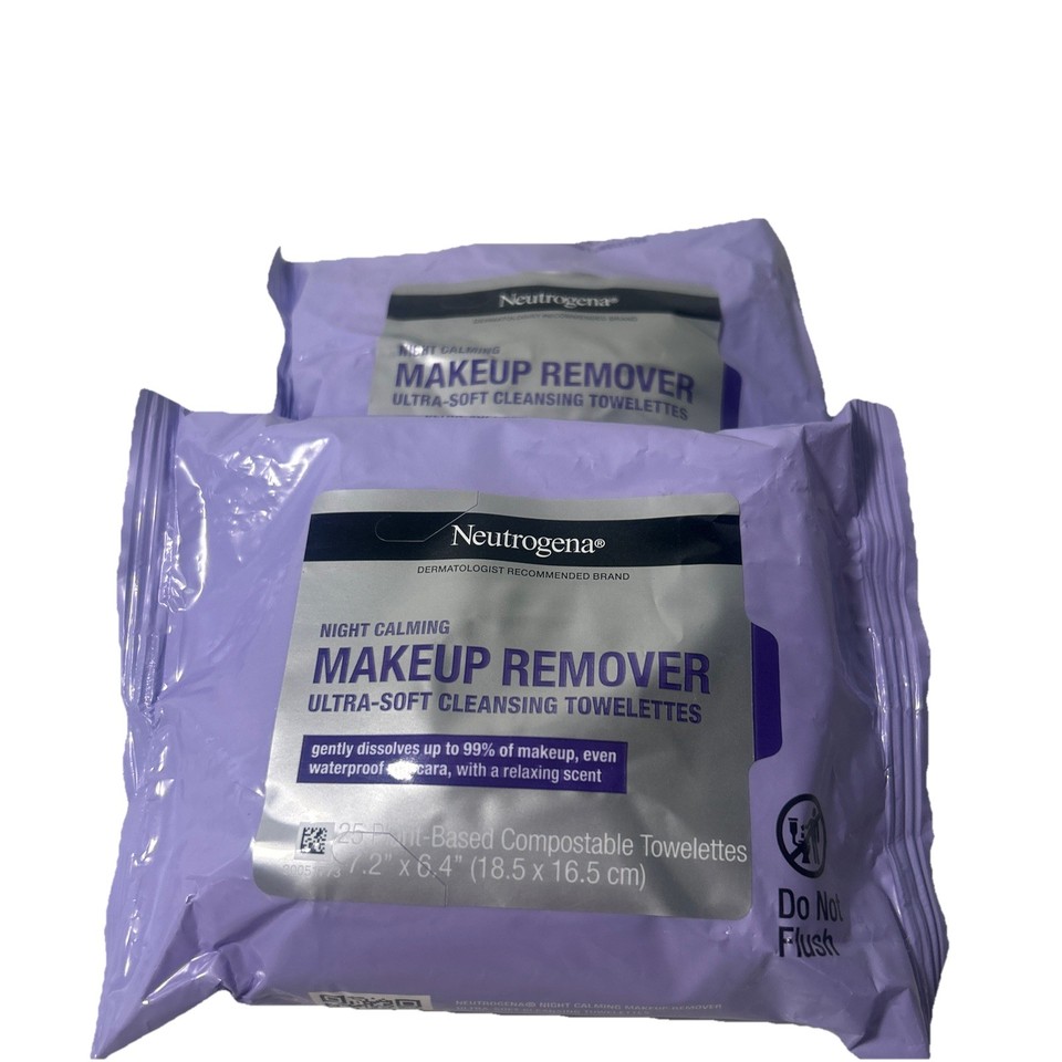 Neutrogena Makeup Remover Cleansing Wipes Night Calming 25ct ULTRA SOFT ...
