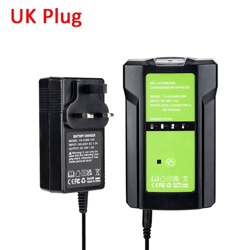 Adapter Charger LED Work Light for GreenWorks 40V Li-ion Battery with ...