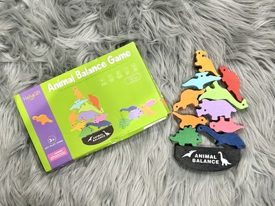 Dinosaur Animal Balance Stacking Game Toys Wood Building Blocks Kids ...