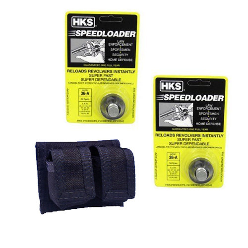 HKS 36-A Speedloader 357 Magnum Fits S&W J Frame Taurus 605 Two w/ CASE ...