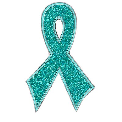 Teal Awareness Ribbon Lapel Pin Sparkle Bling Silver Plated Ovarian ...