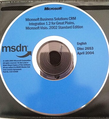Microsoft Visio 2002 Standard Edition Full Version Install CD w/ Key ...
