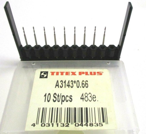 9x TITEX PLUS Spiralbohrer HSSE Ø0,66 A3143*0.66 483e. SchaftØ1 Neu ...