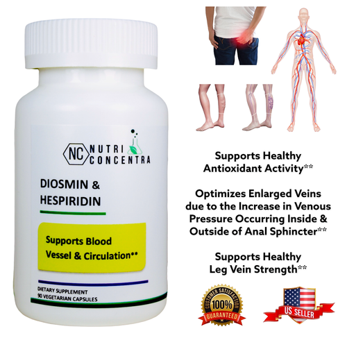 Pure Diosmin and Hesperidin, Non-GMO, Gluten Free, Strong Veins, 90 ...