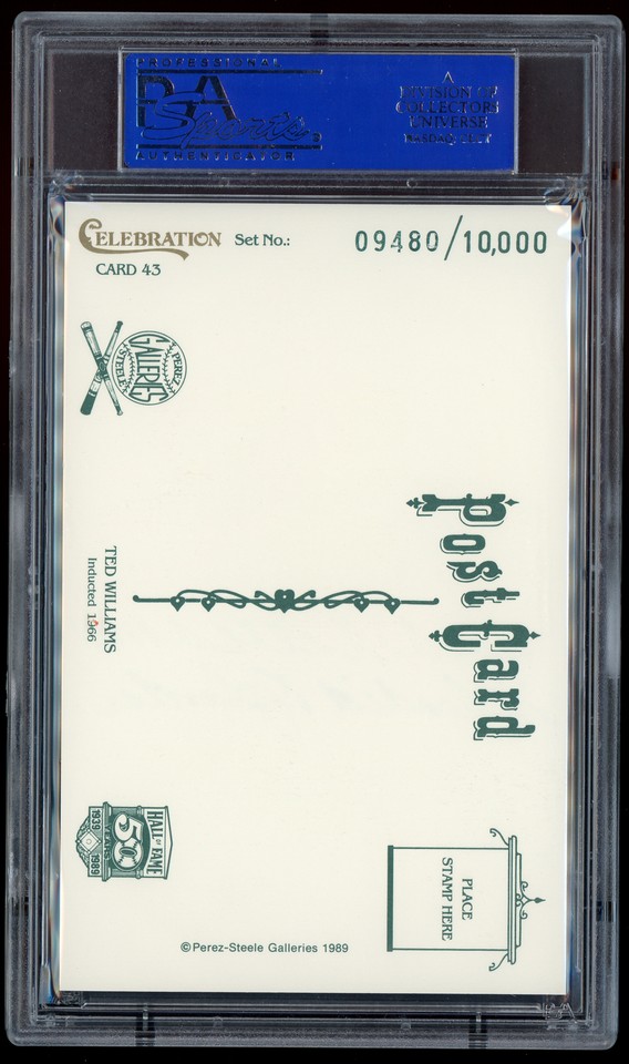 1989 Perez Steele Celebration Ted Williams Splendid Splinter PSA/DNA 10 ...