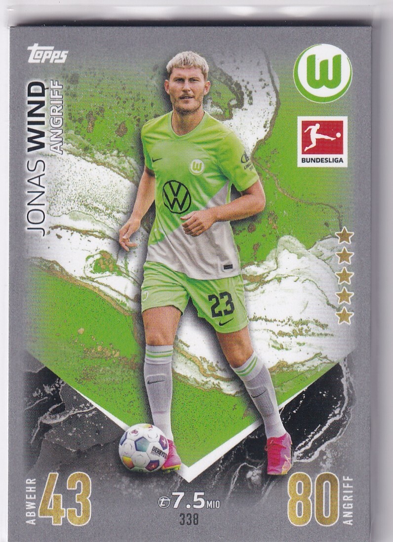 Topps 2023/2024 Match Attax Bundesliga 23/24 Karte Nr. 338 Jonas Wind ...
