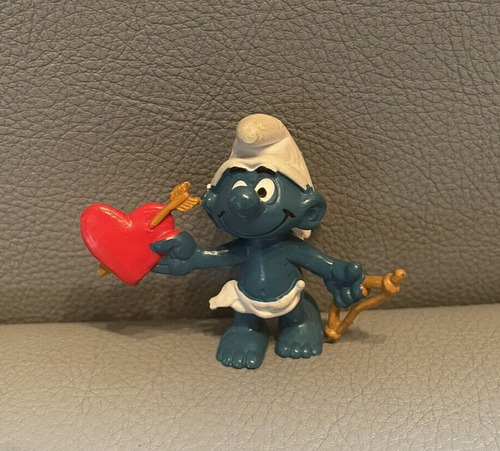VINTAGE 1980 SCHLEICH THE SMURFS CUPID SMURF 2" PVC FIGURE TOY ...