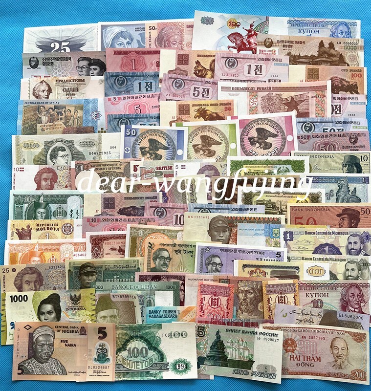 100 Different paper money collection ,worldwide UNC, new banknotes, all ...