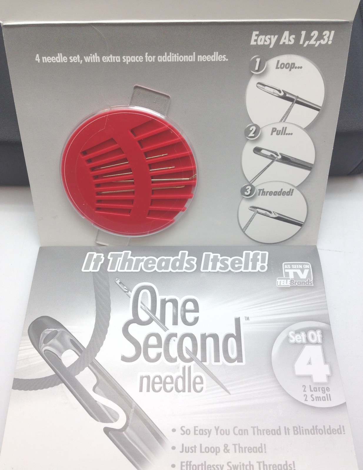 One Second Needle 8 Set Self Threading 100Pc Kit Sew Button Patch ...