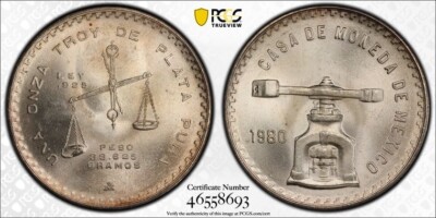 1980/79 Mo Mexico Onza Libertad PCGS MS66 .999 Fine Silver | eBay