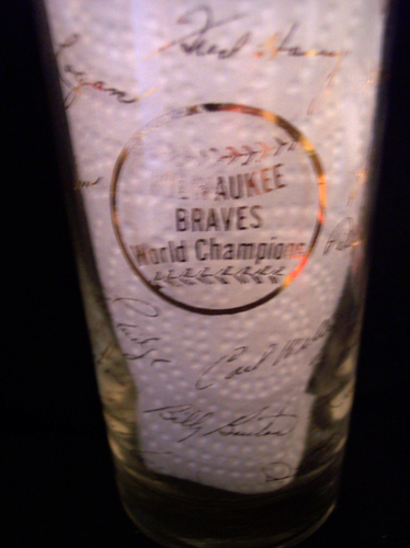 Vtg 1957 Milwaukee Braves Baseball World Series Champions Glass ...