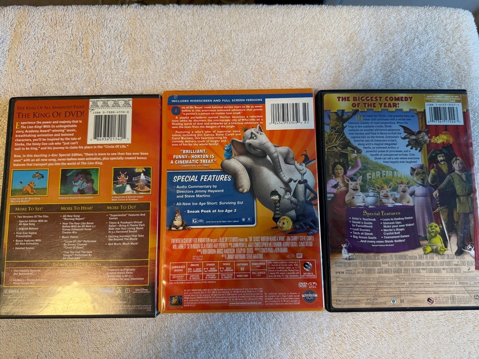 3 DVDS -The Lion King (Two-Disc Platinum Edition), Shrek the Third, Dr ...