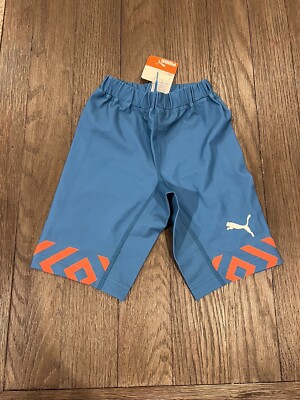 Mens Jock Puma Compression Shorts Half Tights Spandex Blue Orange XS ...