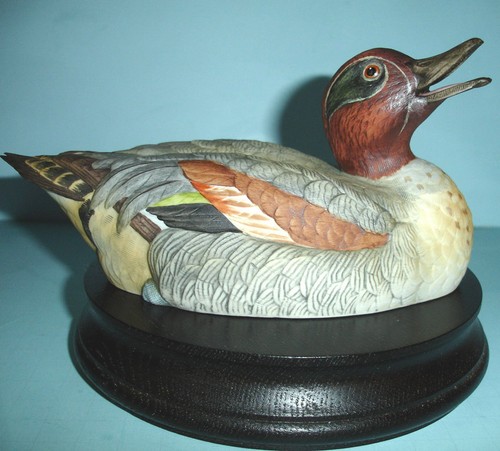 Goebel Gunther Granget Green Winged Teal Porcelain Duck w/Stand #251 ...