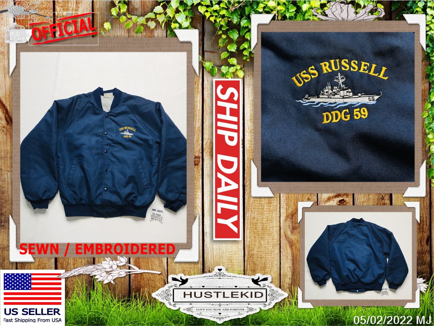 Vintage Official USS RUSSELL DDG-59 DESTROYER Snap Bu… - Gem