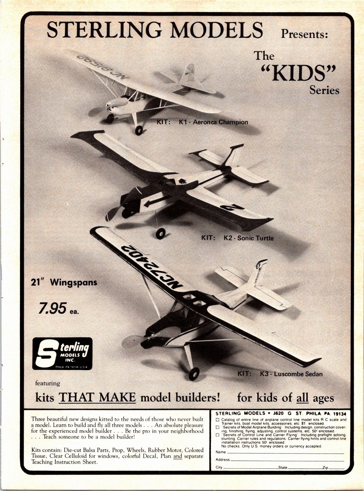 Sterling Models Aeronca Champion RC Airplane Print Ad Wall Art Decor Kid Series | eBay