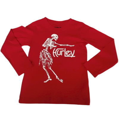 Hurley Boys Hula Skeleton Graphic Long Sleeve T-Shirt, Gym Red, 4T NWT ...