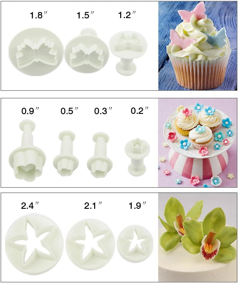Fondant Cake Molds Set 114 Cutter Fondant Decor Kit with Rolling Pin ...