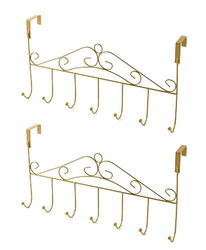 Gold Over The Door Hooks 7 Hanger Rack Heavy Decorative Metal Rack for ...