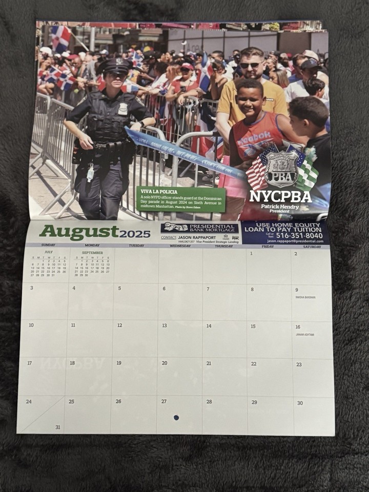 NYC NYPD PBA CALENDAR 2025 NEVER USED YORK CITY POLICE DEPARTMENT ...