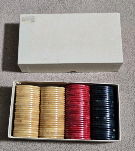 100 Catalin Poker Chips, Lowe No. 704 Bakelite Swirl Marbled (102 Pcs ...