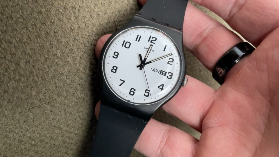 Swiss Swatch mens CLASSIC TWICE AGAIN Black Day-Date Watch SO29B703 new ...