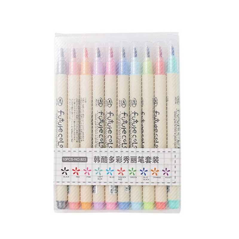 10pcs Soft Brush Color Marker Pens Set for Drawing Lettering ...