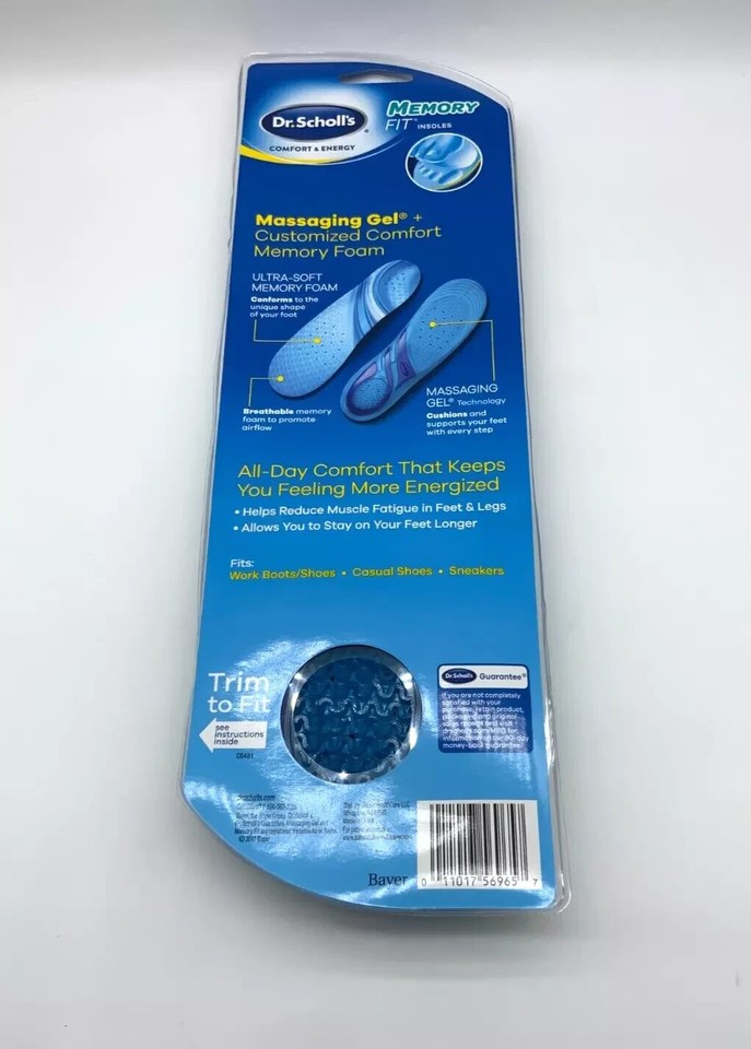 Dr. Scholl's Comfort and Energy Memory Fit Insoles for Men, Size 8-14 ...