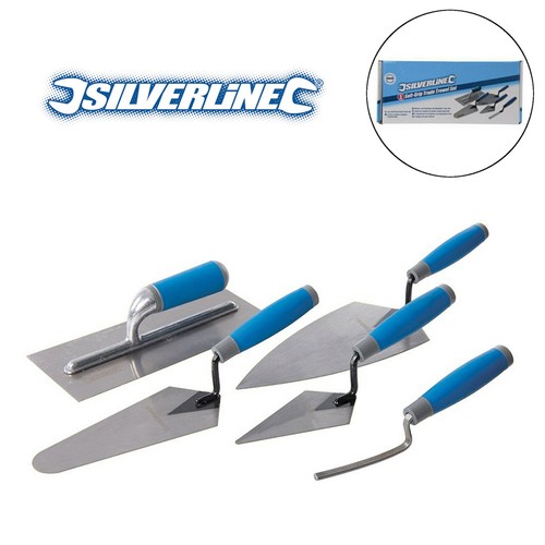 Silverline 5pc Plastering Brick Jointing Gauging Hand Trowel Tool Set ...