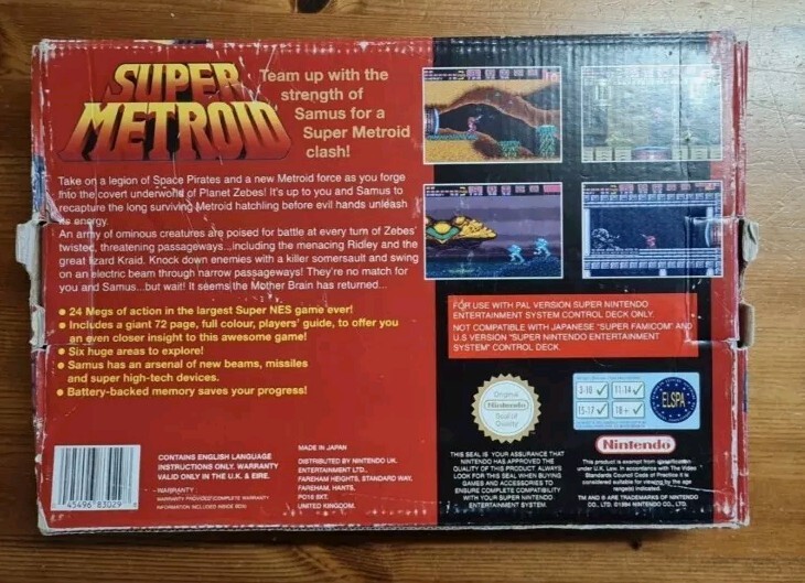 Super Metroid NINTENDO SNES Super Nintendo PAL Big Box Version ...
