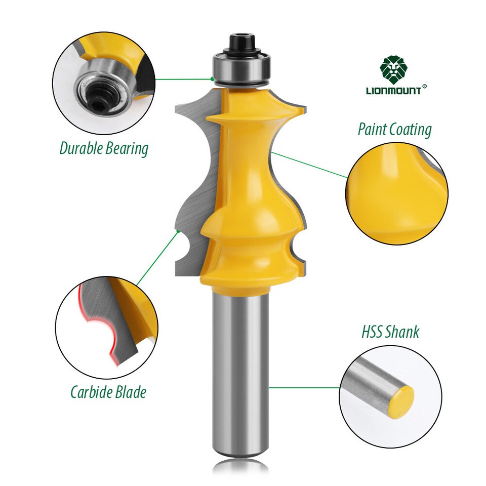 1/4 1/2 8mm Shank Architectural Molding Router Bit Profile Edge Cutter ...