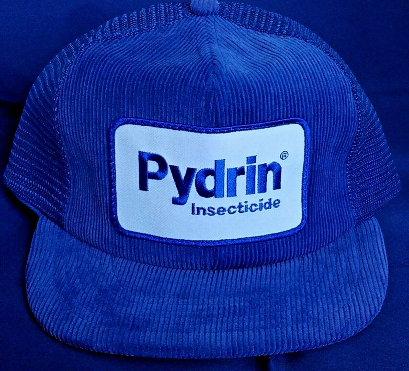 Vintage PYDRIN INSECTICIDE Blue Corduroy Front Mesh S… - Gem