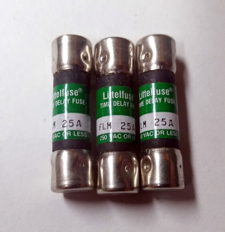 LOT OF 3 LITTELFUSE FLM 25 - 25A - 250V TIME DELAY FUSES FLM25 | eBay