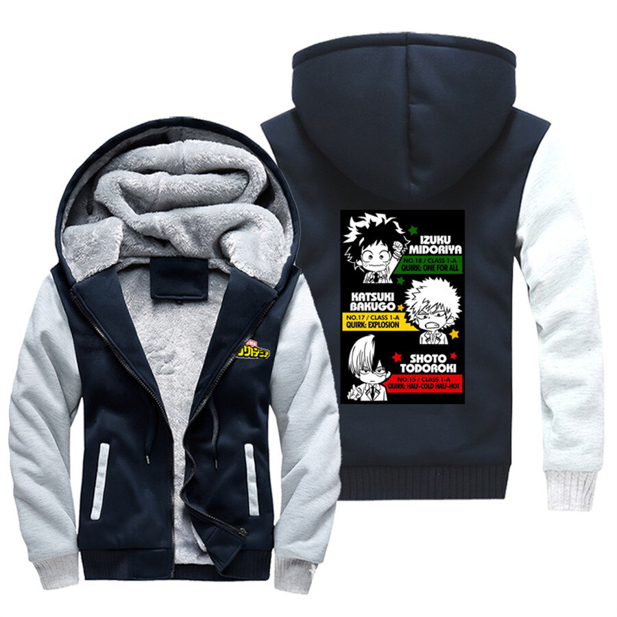 My Hero Academia Midoriya Izuku Shoto Winter Thickened Hooded Jacket ...