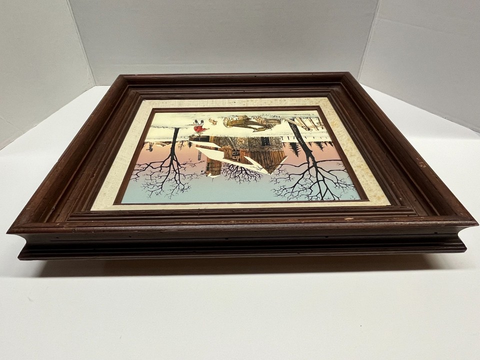 H. Hargrove Serigraph Print On Canvas 1980's Winter Hunter Scene Framed ...