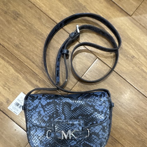 MICHAEL KORS SNAKE PRINT MK LOGO CROSSBODY BAG BLUE BLACK SILVER FOR ...