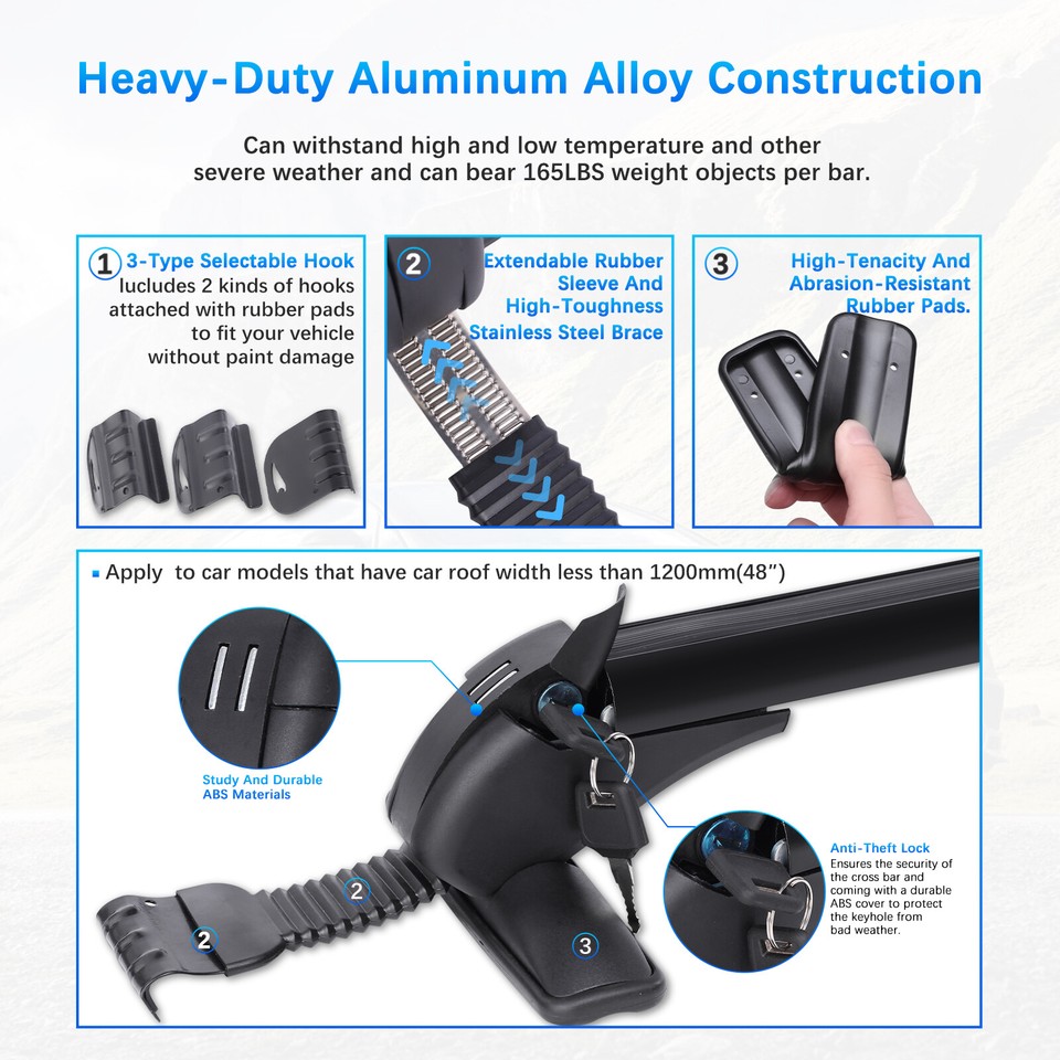 For Kia Soul 43.3" Roof Rack Crossbars Luggage Cargo Kayak Bike ...