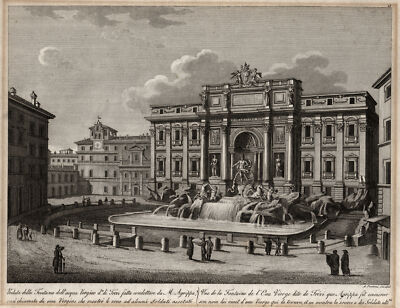 Rome Trevi Fountain Original Copper Engraving A. Parboni 1826 | eBay UK