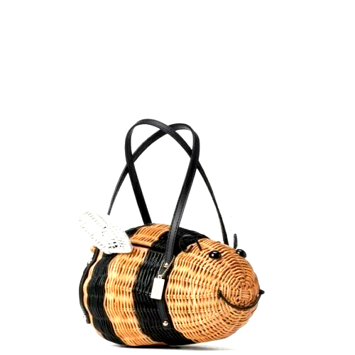 Kate Spade Down the Rabbit Hole Wicker Bumble Bee Clutch Bag Purse ...