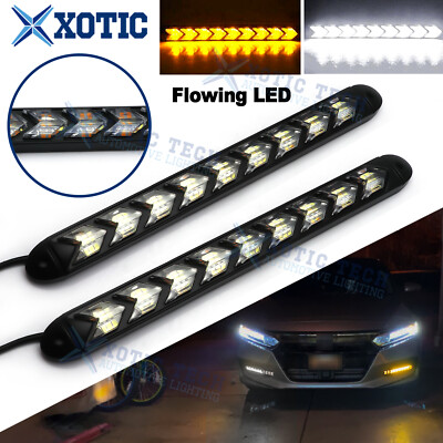 2x Car LED Amber/White Switchback Flowing Strip Arrow Flasher Turn ...
