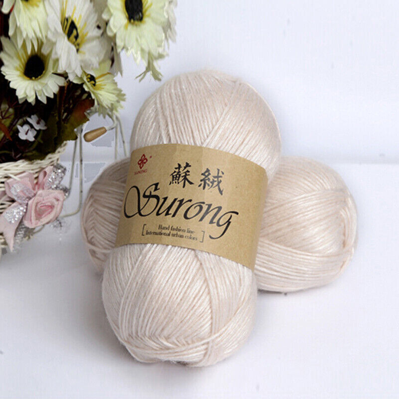 100g Roll Silk Cotton Hand Knitting Yarn Crochet Hand Thick Wool Thread ...