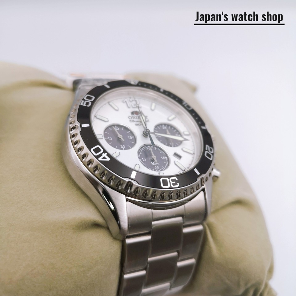 ORIENT Mako RN-TX0203S White Panda Solar Chronograph Men's Watch New in ...