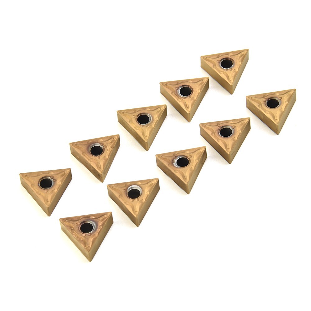 10pcs/Box Golden Lathe Carbide Triangular-Tips Inserts Cutting-Tools ...
