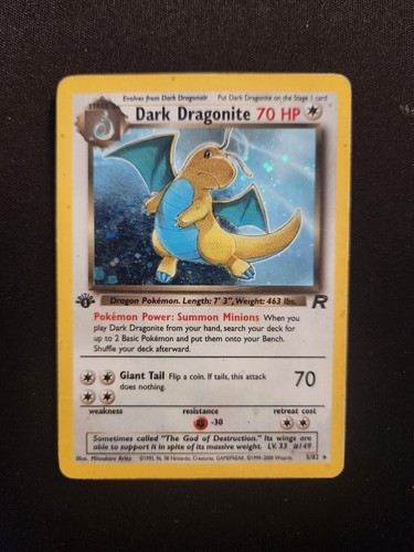 1st Edition Dark Dragonite - Holo Rare - Team Rocket - WOTC 5/82 HEAVY ...