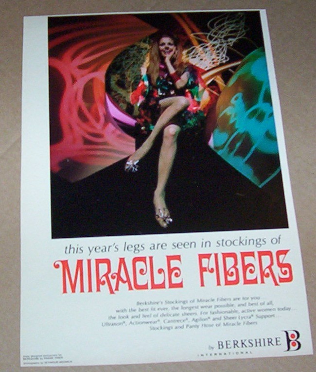 1968 print ad -Miracle Fiber pantyhose stockings hosiery Mod fashion ...